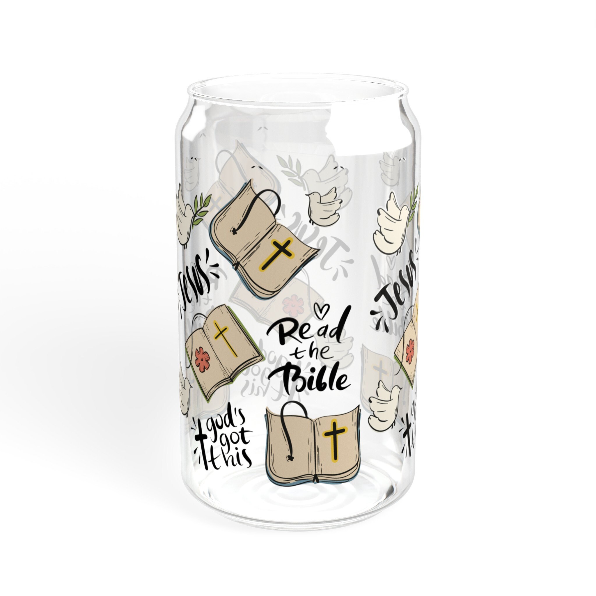 Read Your Bible Christian Faith Religious Sipper Glass, 16oz Drinkware ...