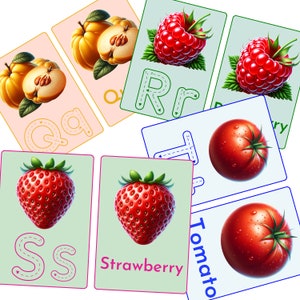 Fruits and Vegetables Traceable Flashcards PDF Homeschool Printable for ...