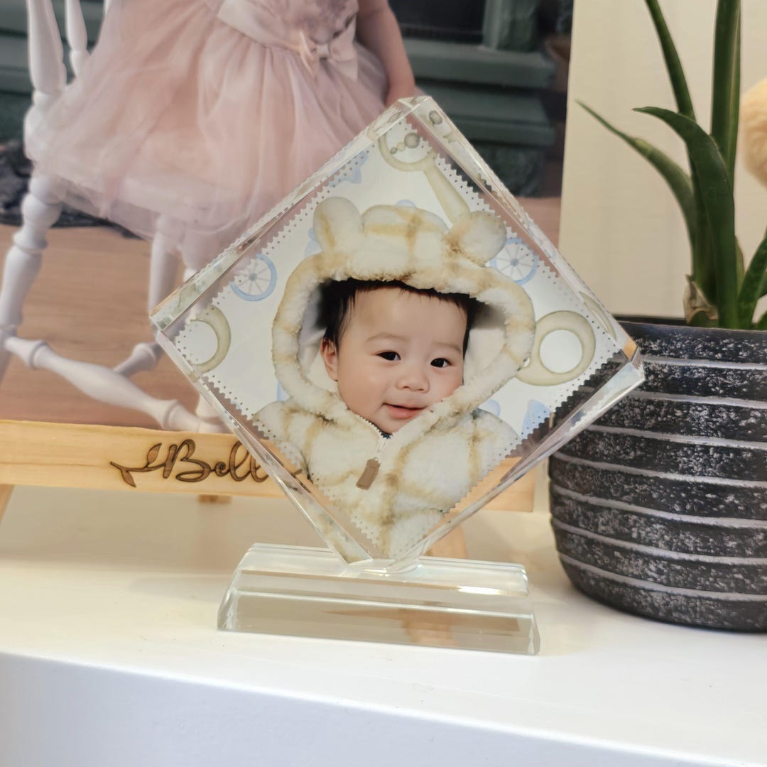 Custom Crystal Glass Baby Photo Frame: Personalized Keepsake - Etsy