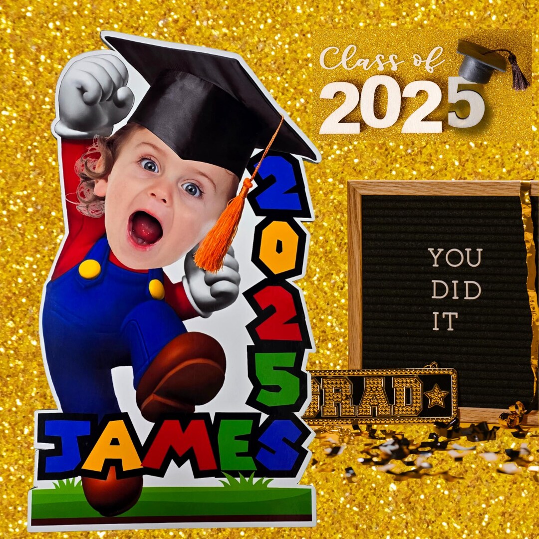 Custom Mario Birthday Standee | Personalized Cutout With Face, Name ...