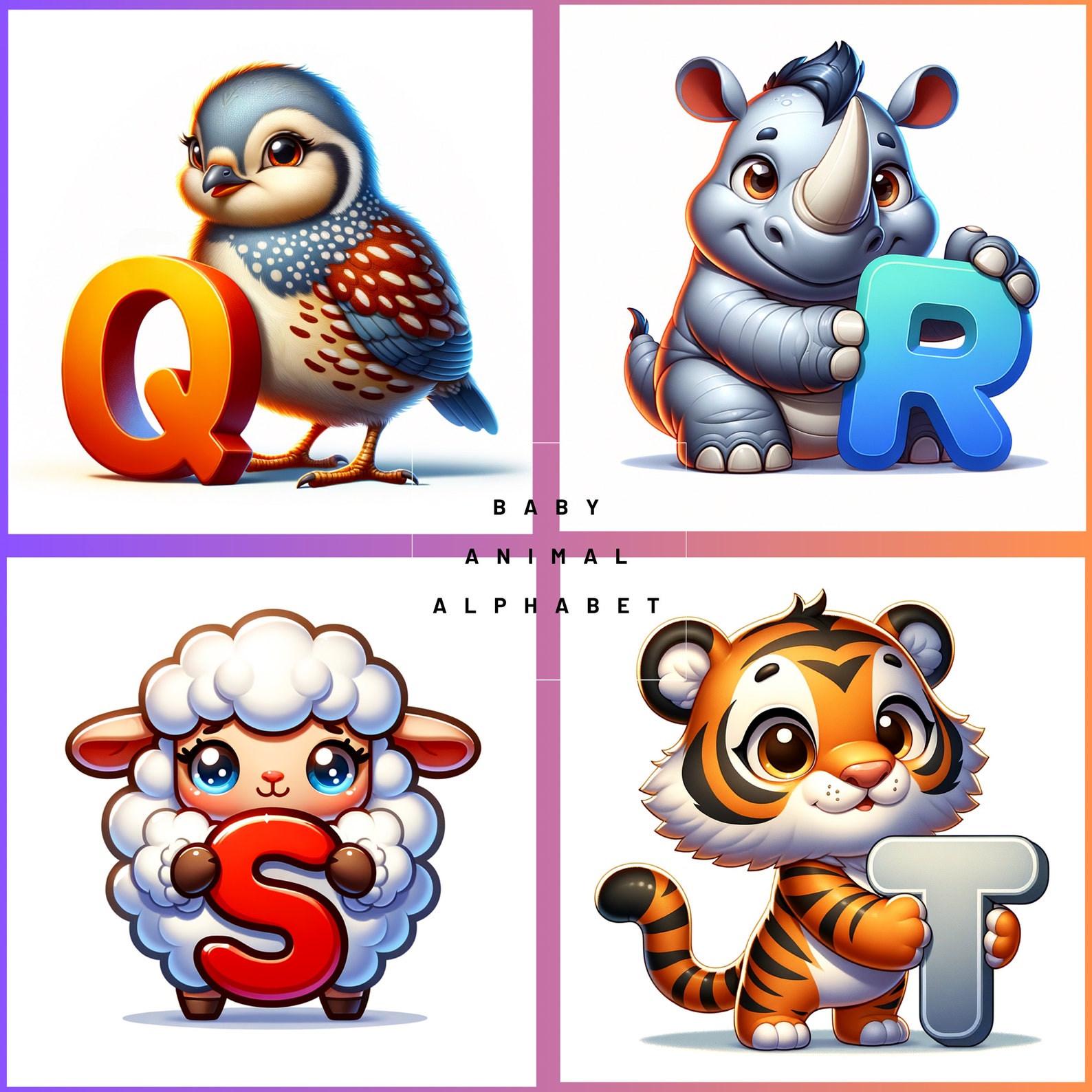 Animal Alphabet Stickers: Nursery Safari Decals (digital Download) - Etsy