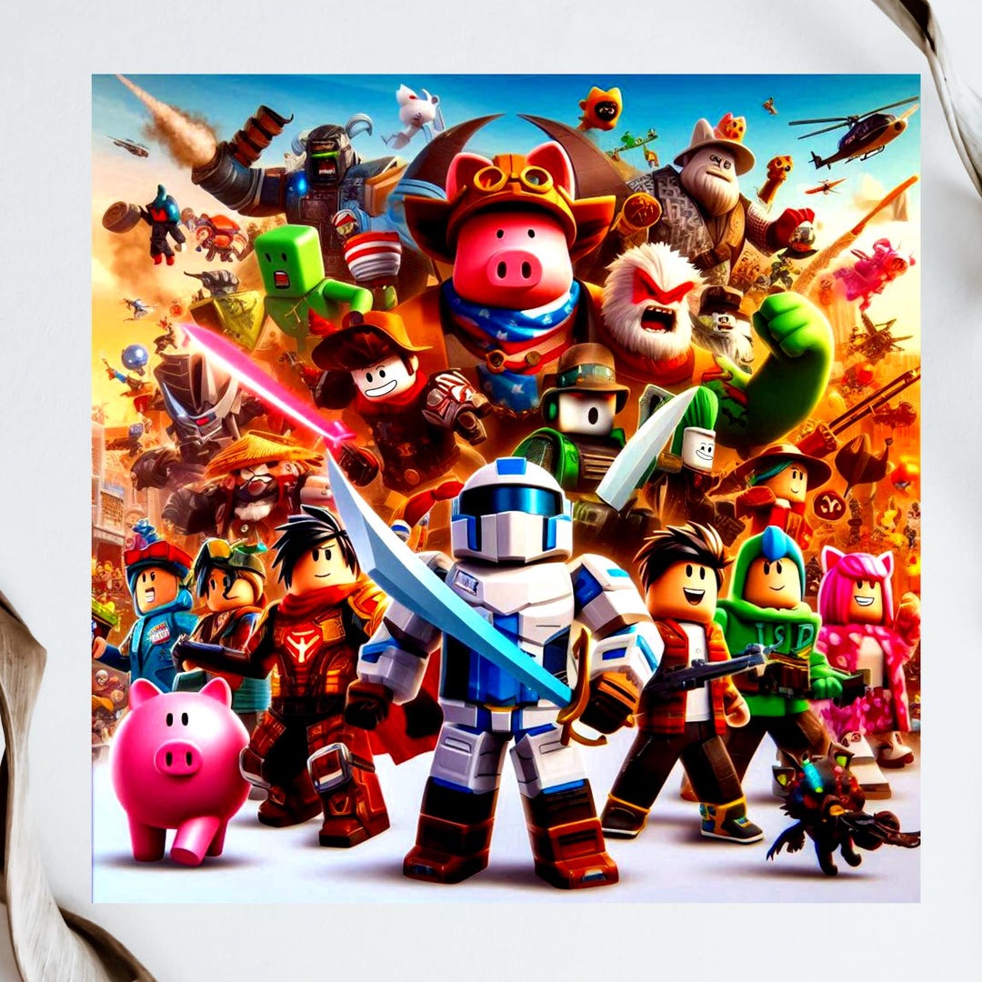 Roblox PNG Download Cartoon Design for Sublimation Digital Wall Art ...