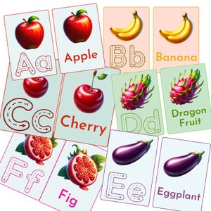 Fruits and Vegetables Traceable Flashcards PDF Homeschool Printable for ...