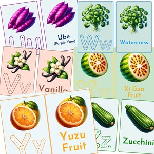Fruits and Vegetables Traceable Flashcards PDF Homeschool Printable for ...