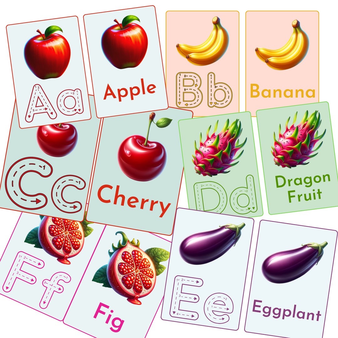 ABC Educational Cards Alphabet Tracing Printable Digital DIY Homeschool ...