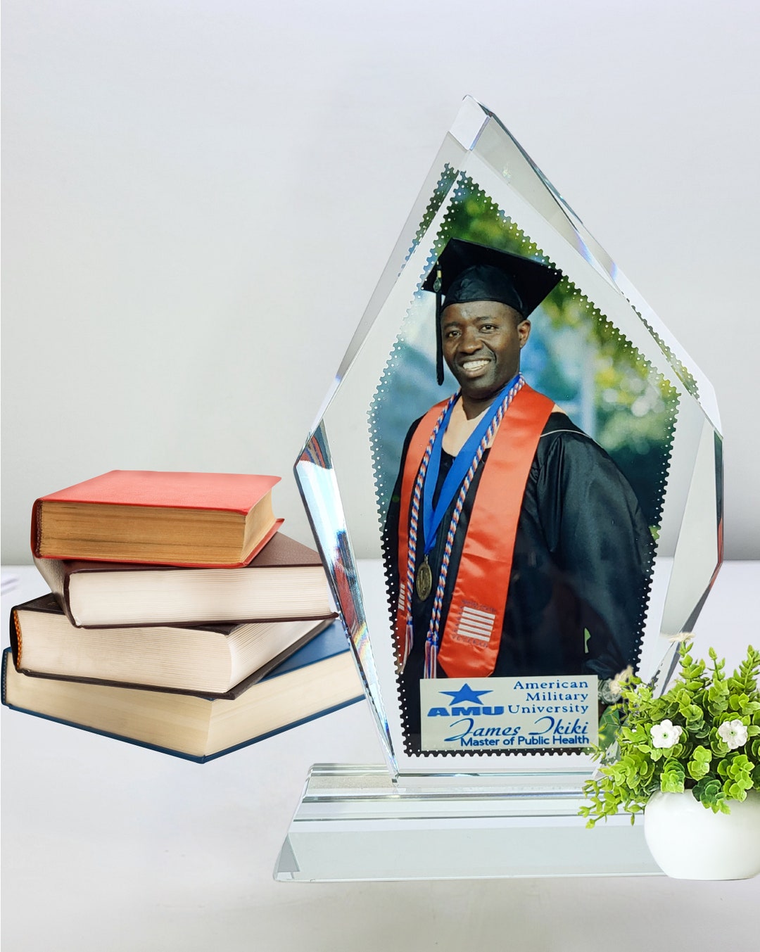 Crystal Glass Photo Frame Gift for Her Personalized Photo Plaque Custom ...