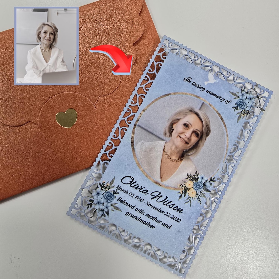 Personalized Memorial Keepsake Card - Laser Cut Funeral Card | Custom ...