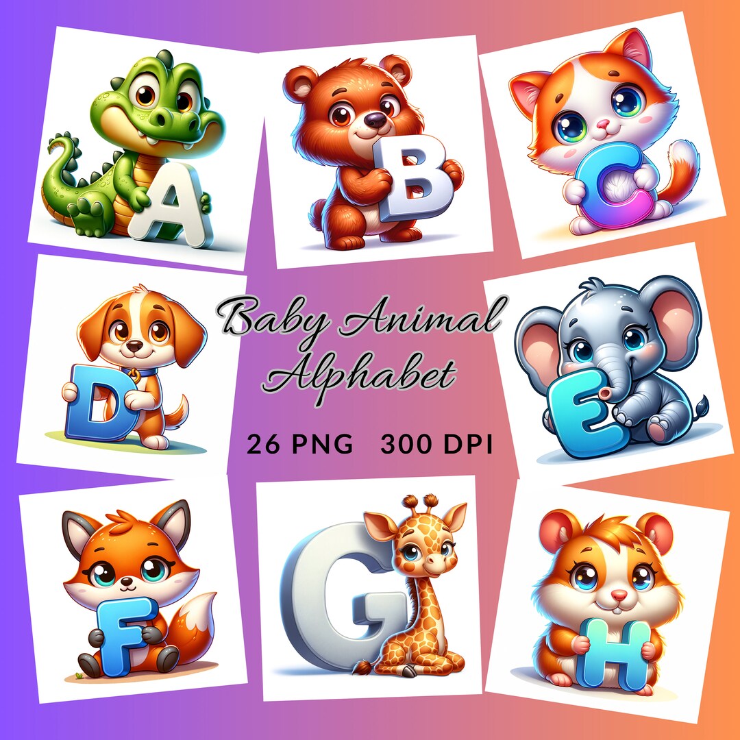 Animal Alphabet Stickers: Nursery Safari Decals (digital Download) - Etsy