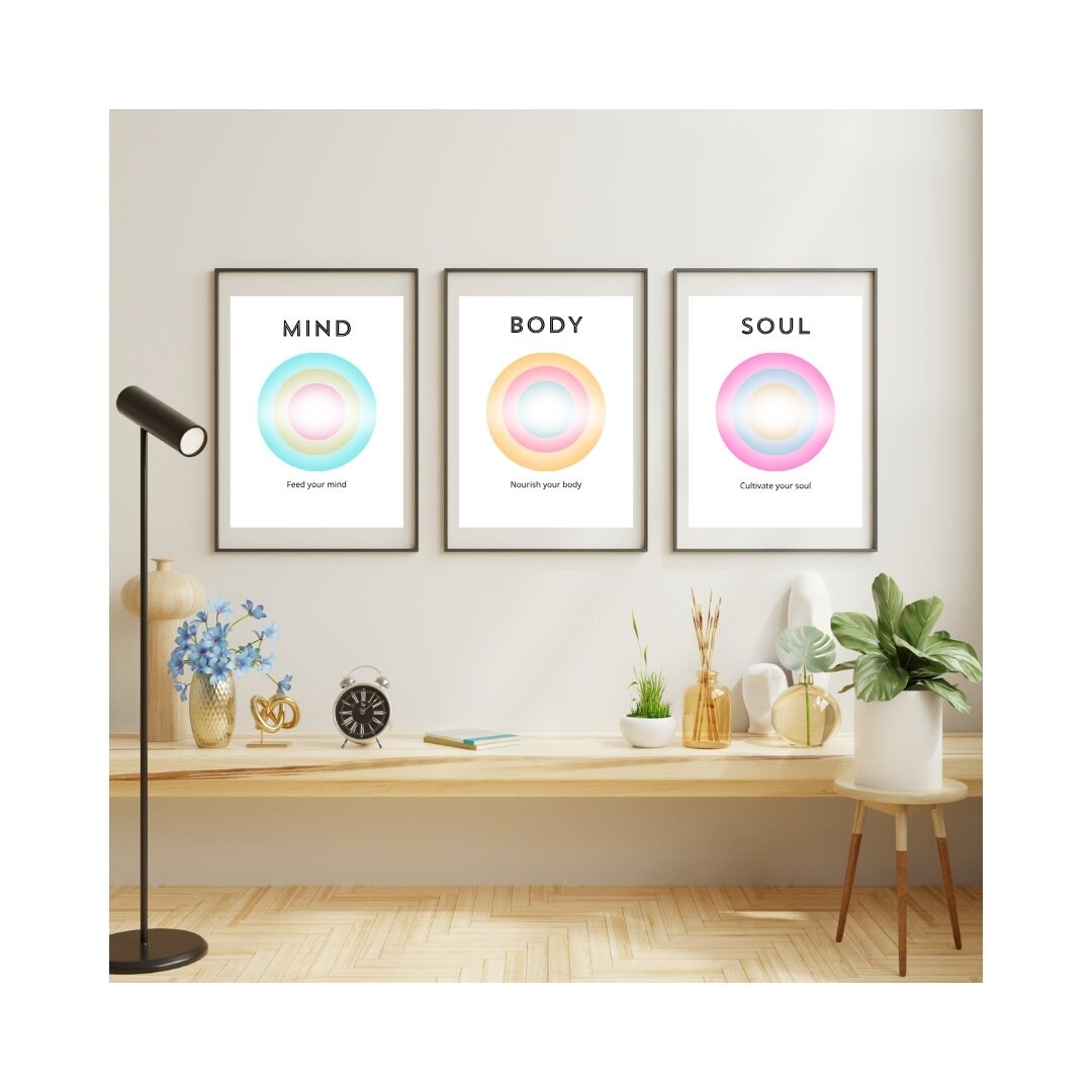 3 Pieces Bedroom Decor Mind Body Soul Digital Download Positive Words ...