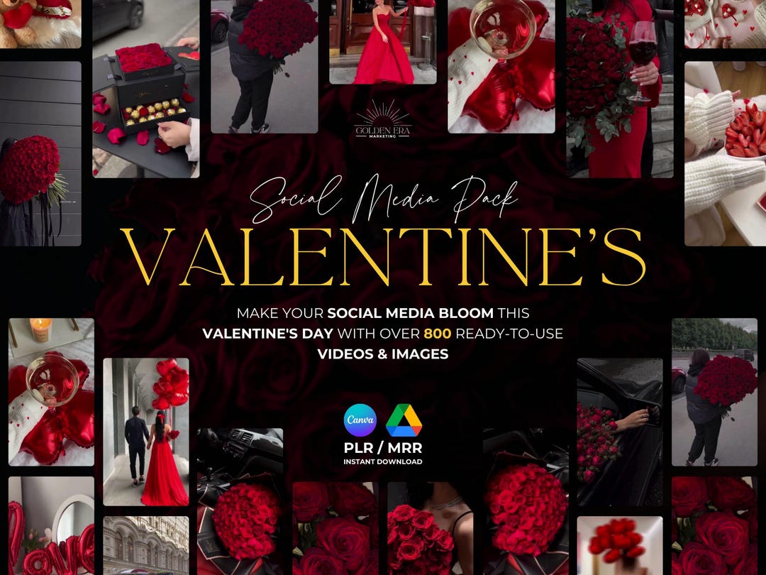 Valentine's Reels Bundle: 800+ Social Media Templates (PLR/MRR ...