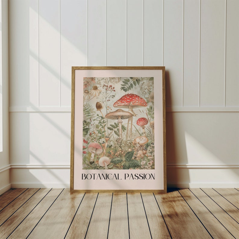 Printable Vintage Mushrooms Botanical Art, Spring Style Print, Vintage ...
