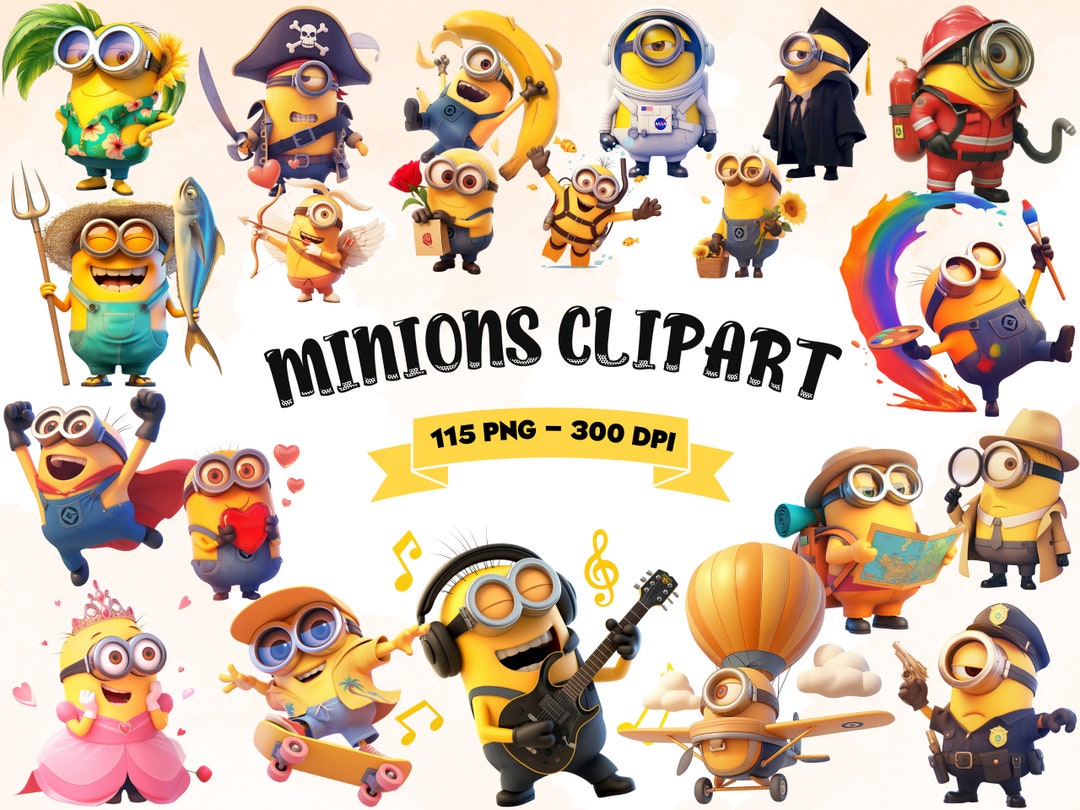 Minions MEGA BUNDLE 115 Clipart PNG Transparent File,instant Download ...