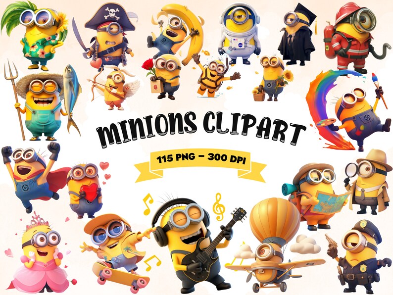 Minions MEGA BUNDLE 115 Clipart PNG Transparent File,instant Download ...