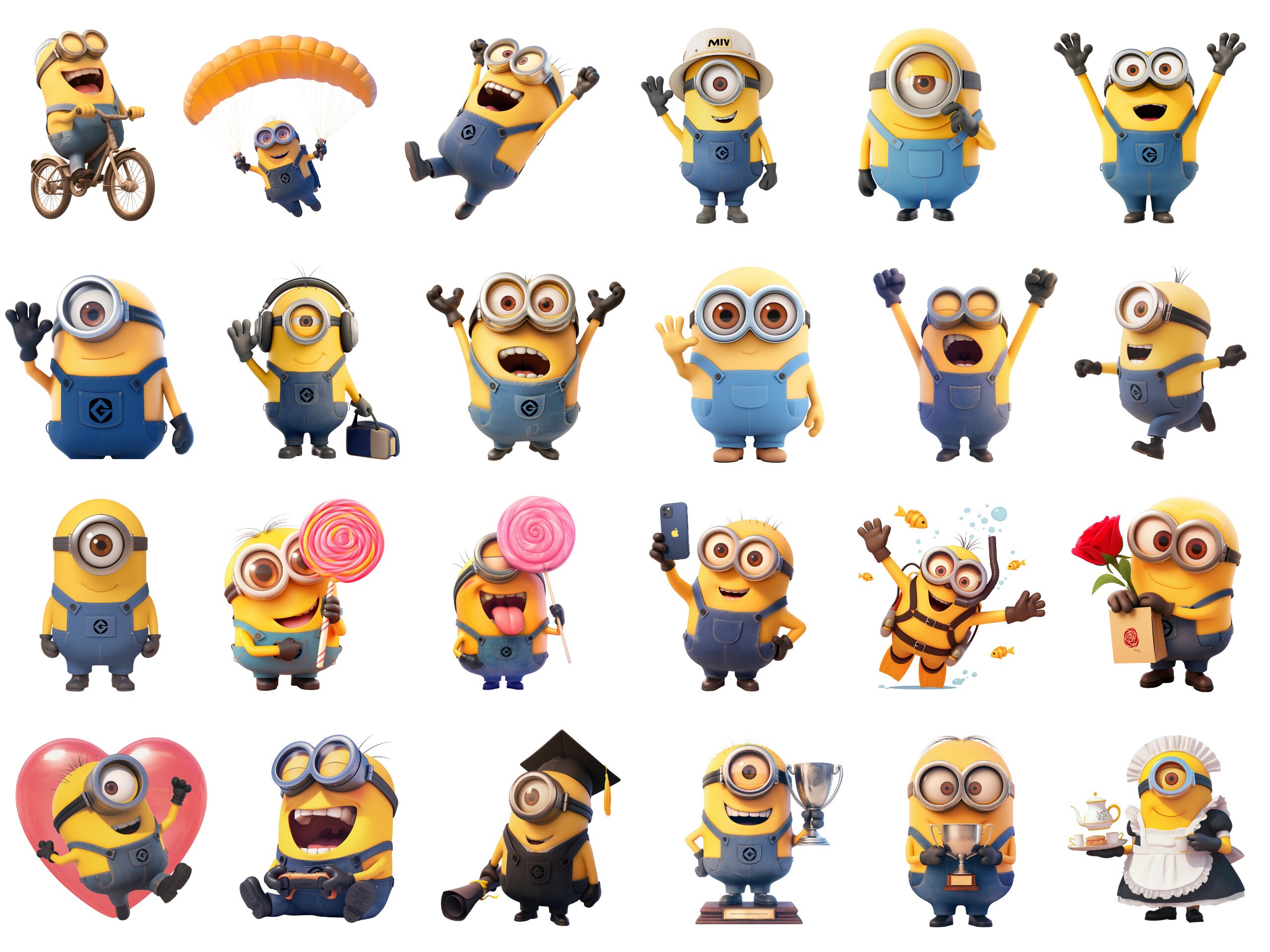Minions MEGA BUNDLE 115 Clipart PNG Transparent File,instant Download ...