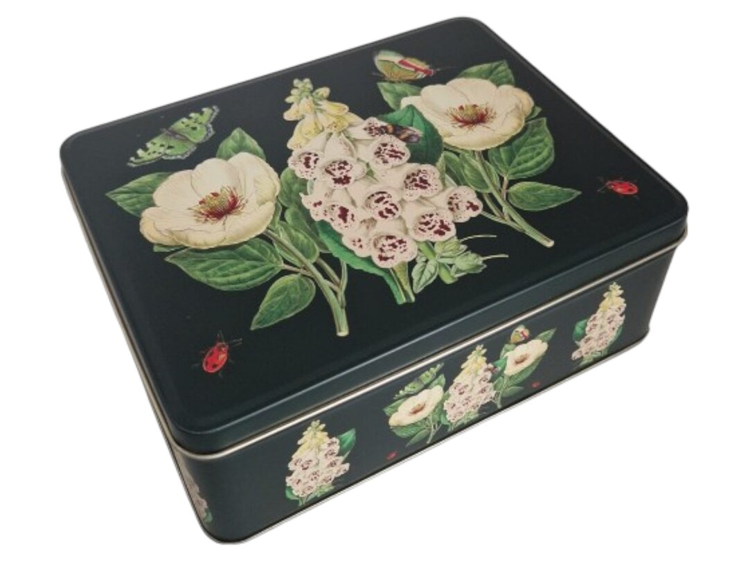Madame Treacle - Botanical Tin - Dark Green - Rectangle - 19.5 X 15.5 X ...