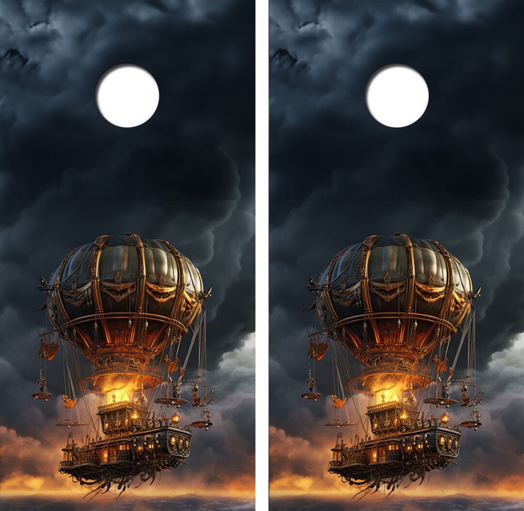 Steam Punk Hot Air Balloon Cornhole Board Skin Wraps FREE LAMINATE - Etsy