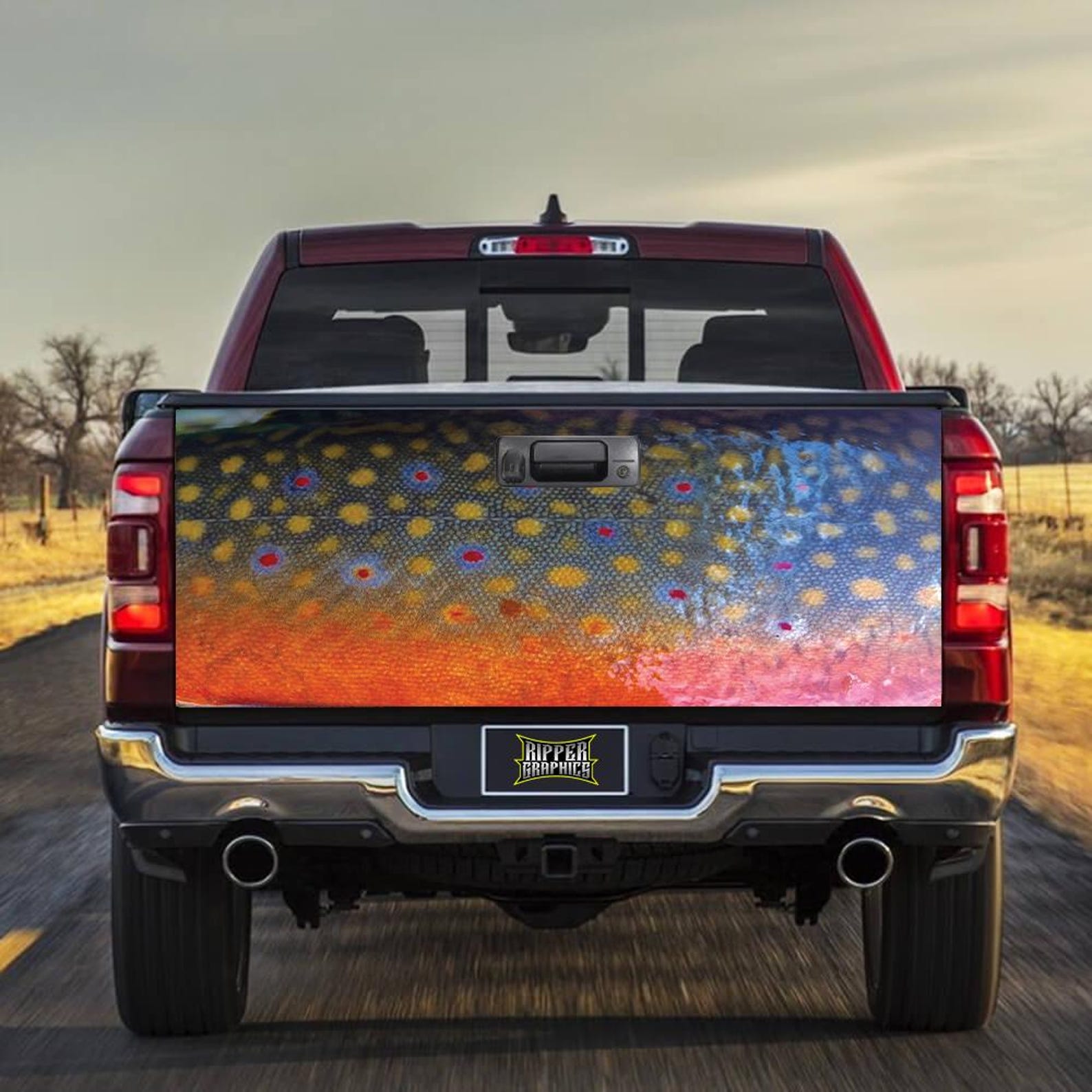 Brook Trout Flank Truck Tailgate Wrap Vinyl Graphic Decal Sticker Wrap ...