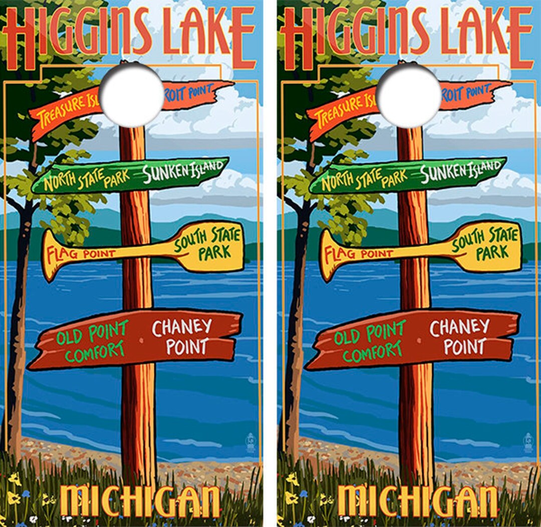 Higgins Lake Cornhole Board Skin Wraps FREE LAMINATE - Etsy