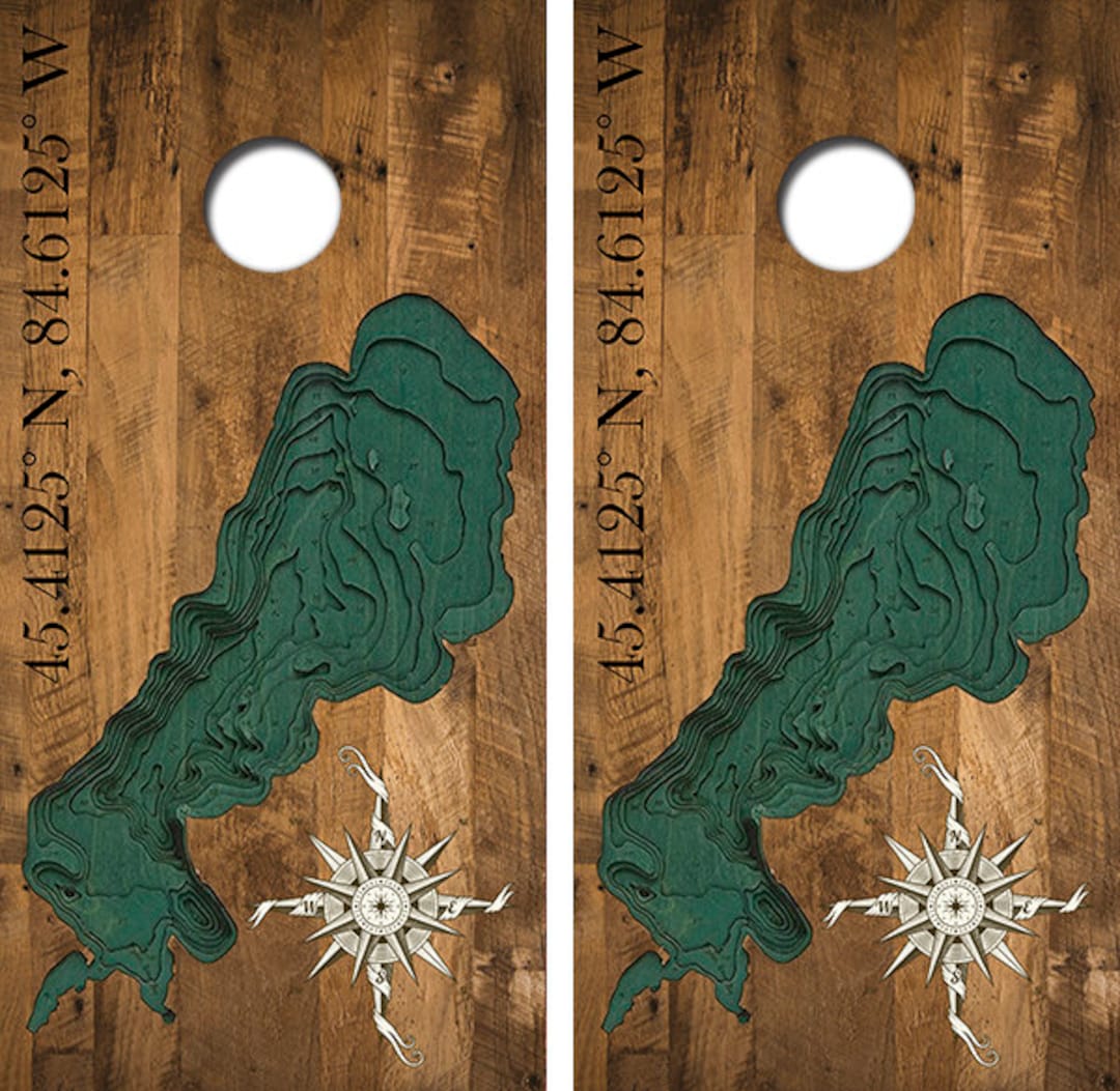 Mullett Lake Cornhole Board Skin Wraps FREE LAMINATE - Etsy