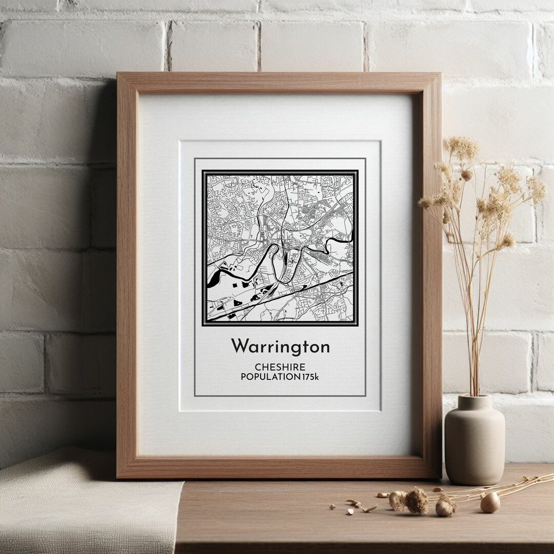 Warrington cheshire, UK Map Artwork. Quirky Town/city Plan. Ideal Treat ...