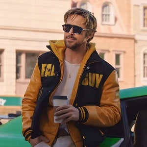 Handmade Men Ryan Gosling the Fall Guy Letterman Jacket Black and ...