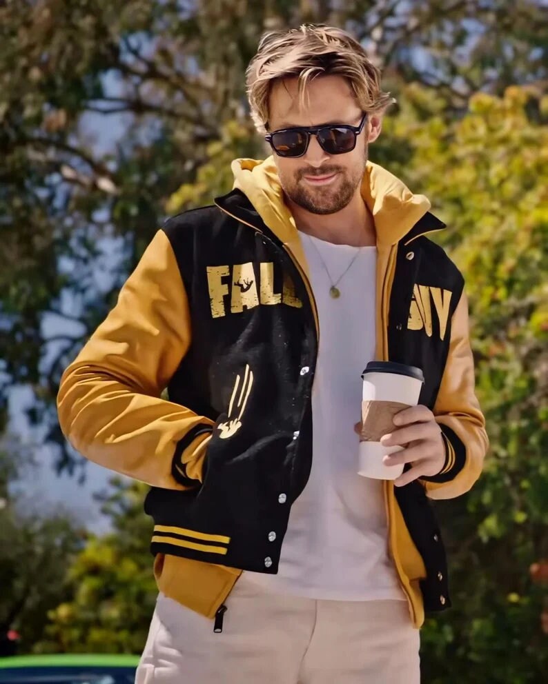 Handmade Men Ryan Gosling the Fall Guy Letterman Jacket Black and ...