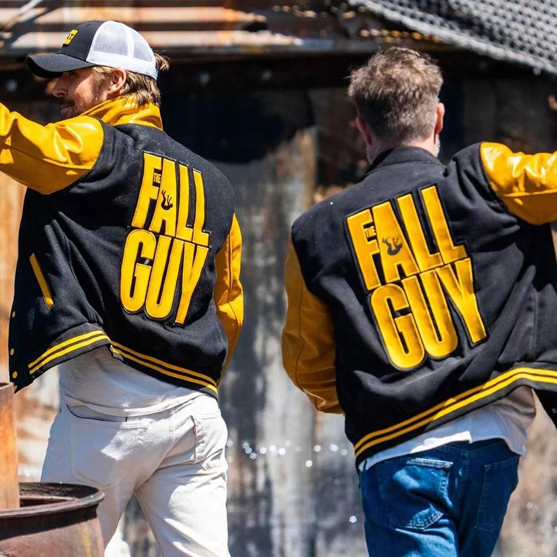 Handmade Men Ryan Gosling the Fall Guy Letterman Jacket Black and ...