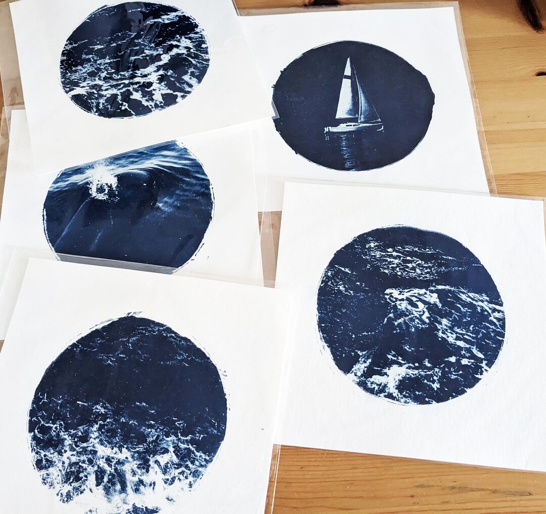 Square Cyanotype Poster 20x20cm, Photo, Sea - Etsy