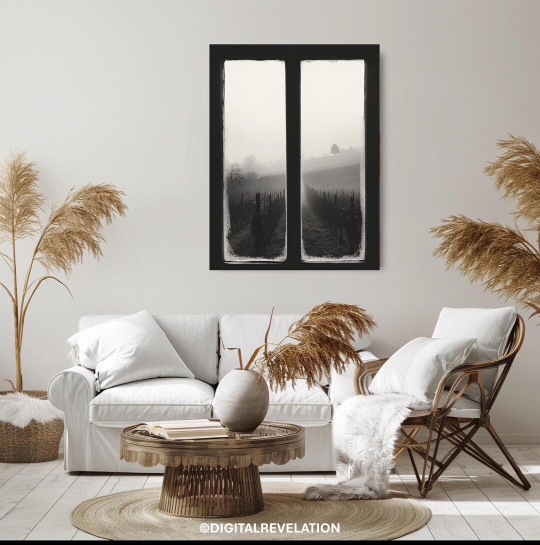 Misty Vineyard Through an Old Window - Photo Style | Generated Art ...