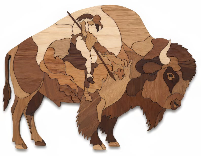 Buffalo Spirit Intarsia Pattern 15" X 11" 79 Pieces - Etsy