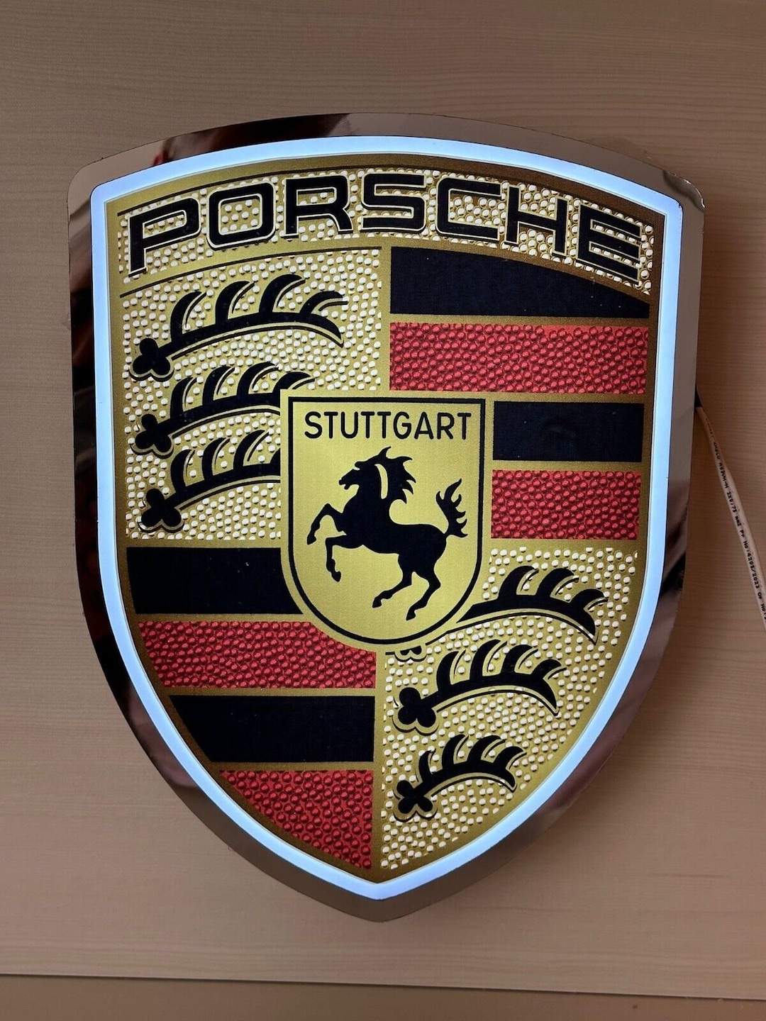 Porsche LED Sign Chrome Dealership Sign Porsche Wall Sign Garage Wall ...