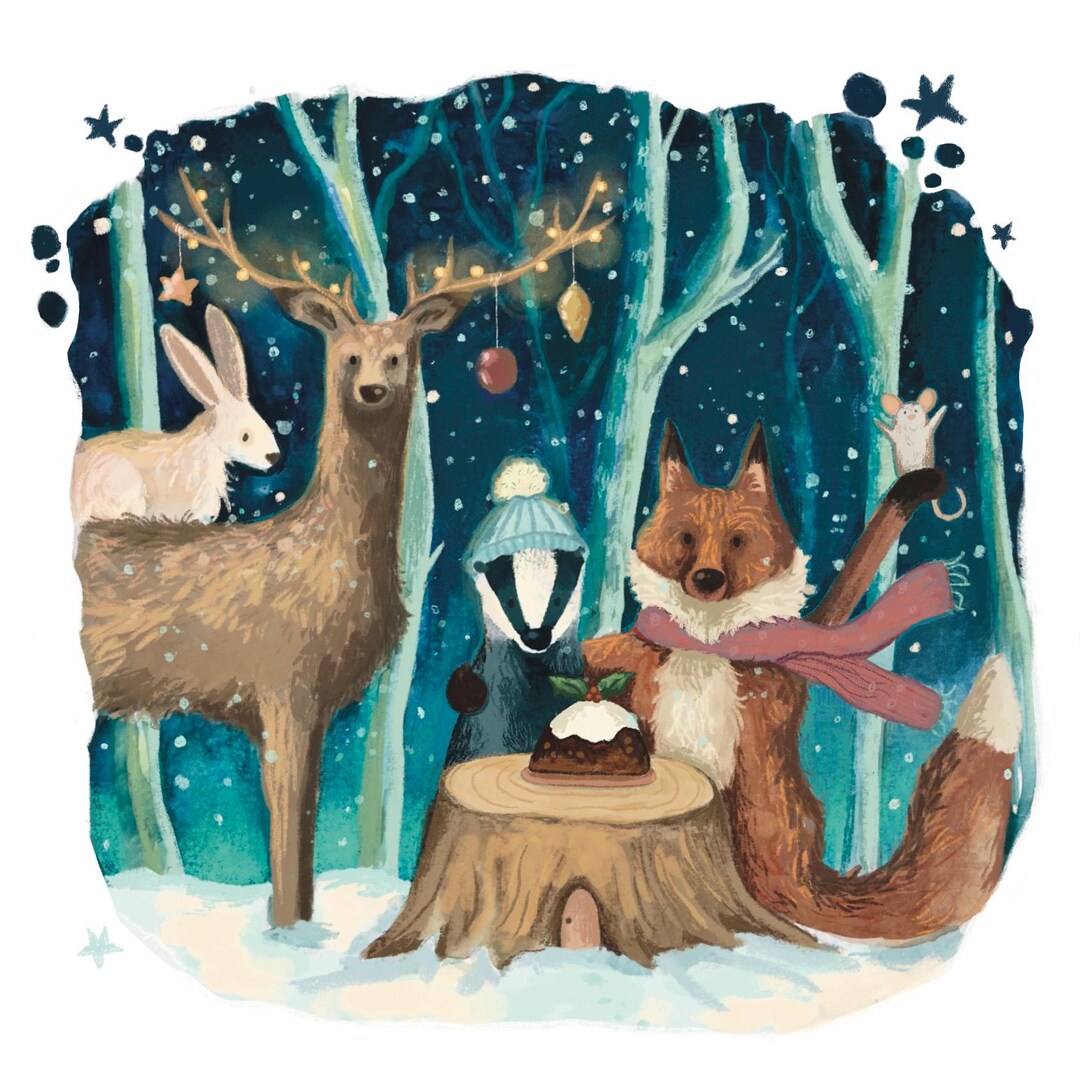 Forest Friends Christmas Card - Etsy