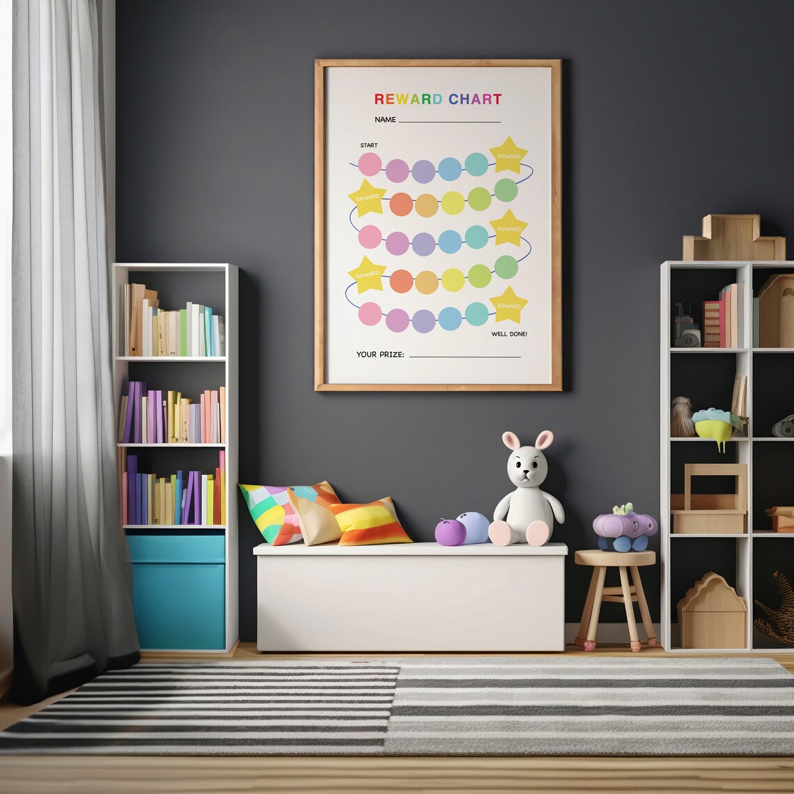 Printable Reward Chart Educational Nursery Poster Kids Routine Chart ...