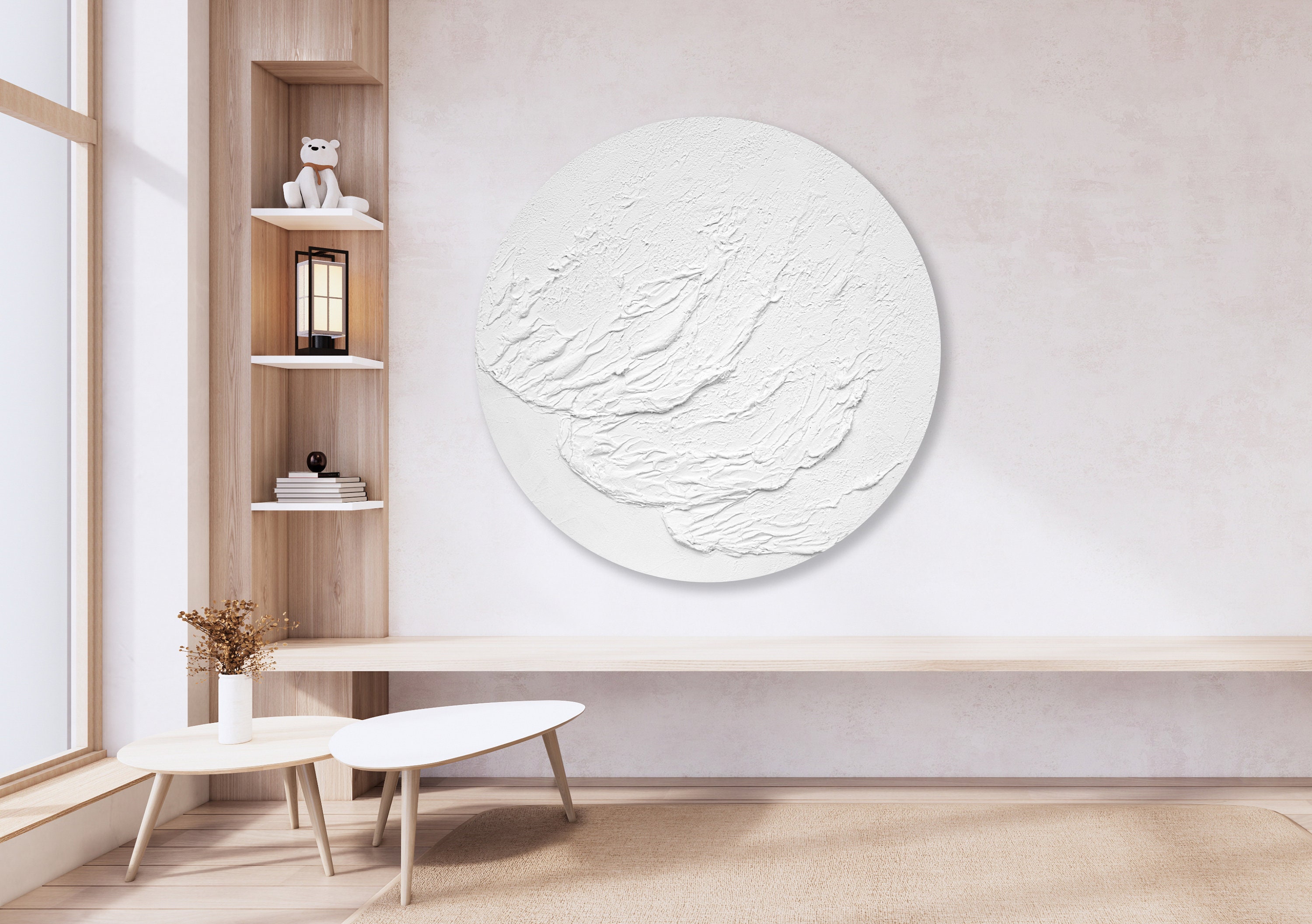 Minimalist Wall Art, White 3D Painting, Original Textured Art for Wall ...