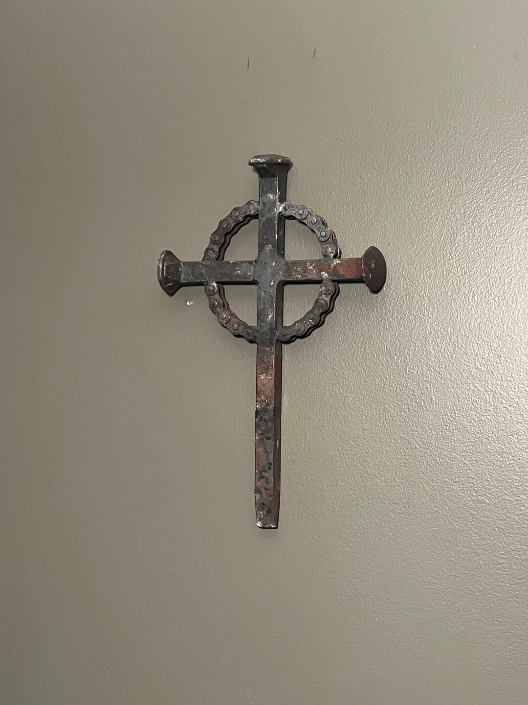 Celtic Wall Cross Railway Spike Hand Forged Rustic Wrought Iron Metal ...