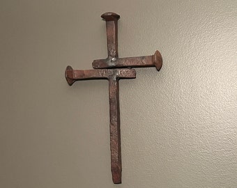 Celtic Wall Cross Railway Spike Hand Forged Rustic Wrought Iron Metal ...