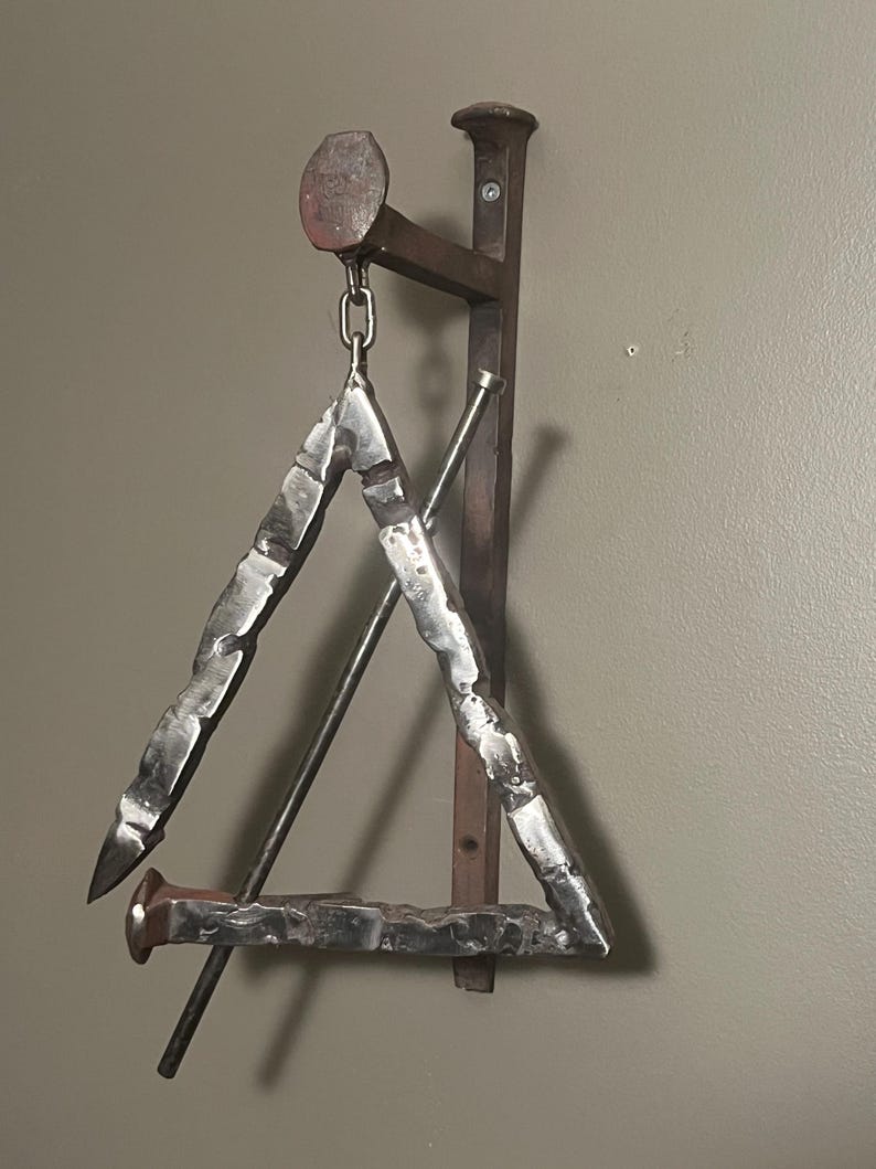 Handcrafted Railway Spike Triangle Bell – Unique Rustic Wall Decor ...