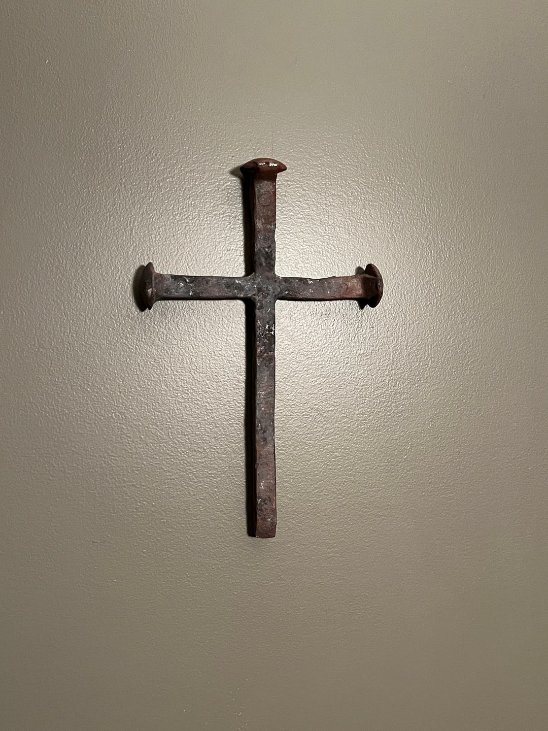 Railway Spike Wall Cross Hand Forged Rustic Wrought Iron Metal Steel ...