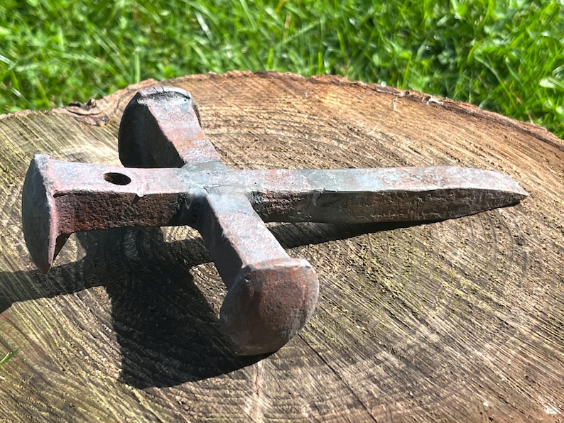 7.5" Christian Wall Cross Rustic Railway Spike Forged Wrought Iron ...