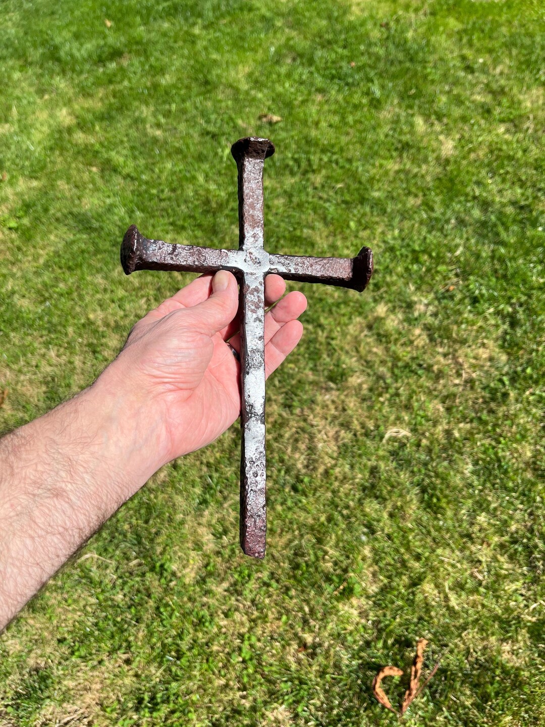 Christian Wall Cross Rustic Railway Spike Forged Wrought Iron Metal ...