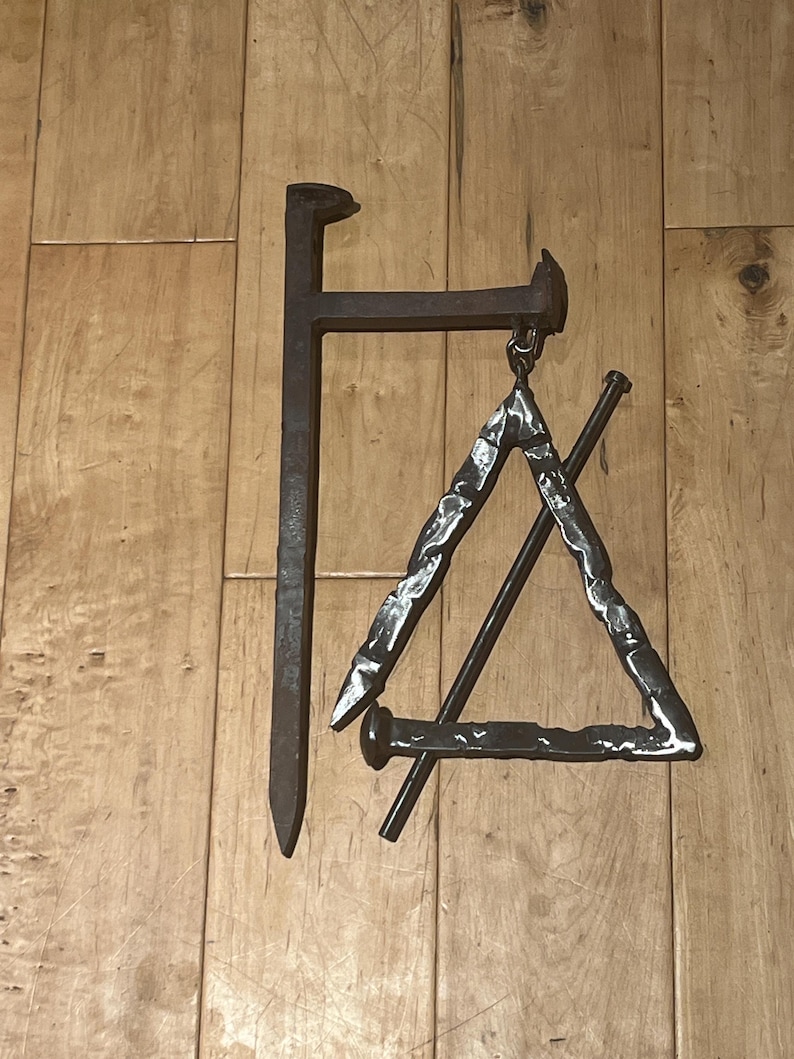 Handcrafted Railway Spike Triangle Bell – Unique Rustic Wall Decor ...