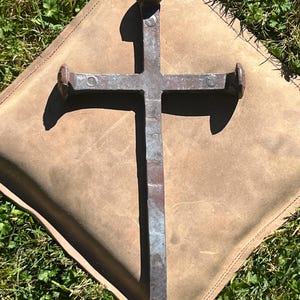 11.5" Christian Wall Cross - Rustic Railway Spike Forged Wrought Iron ...