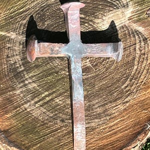 7.5" Christian Wall Cross Rustic Railway Spike Forged Wrought Iron ...