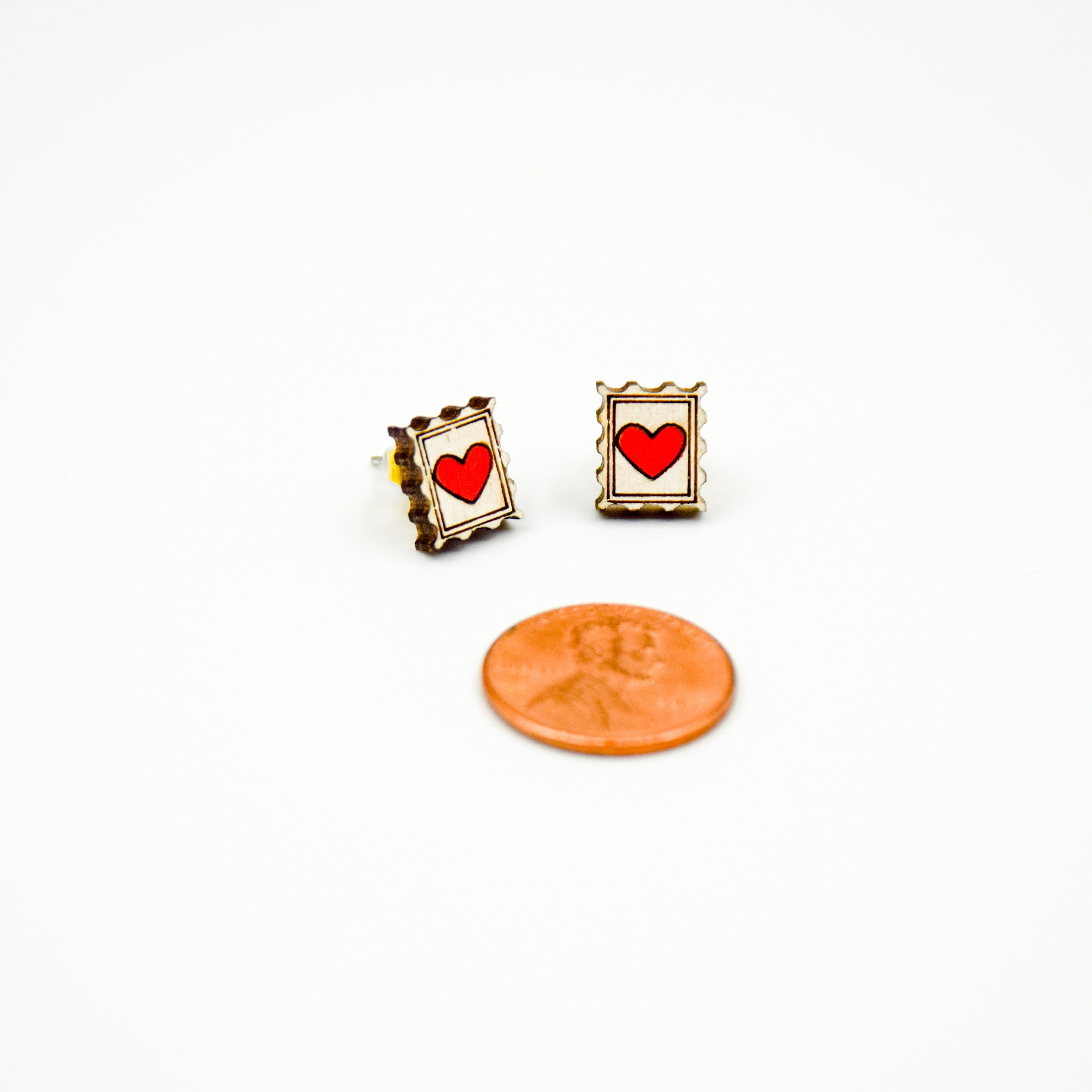 Mini Postage Stamp Wooden Stud Earrings - Etsy