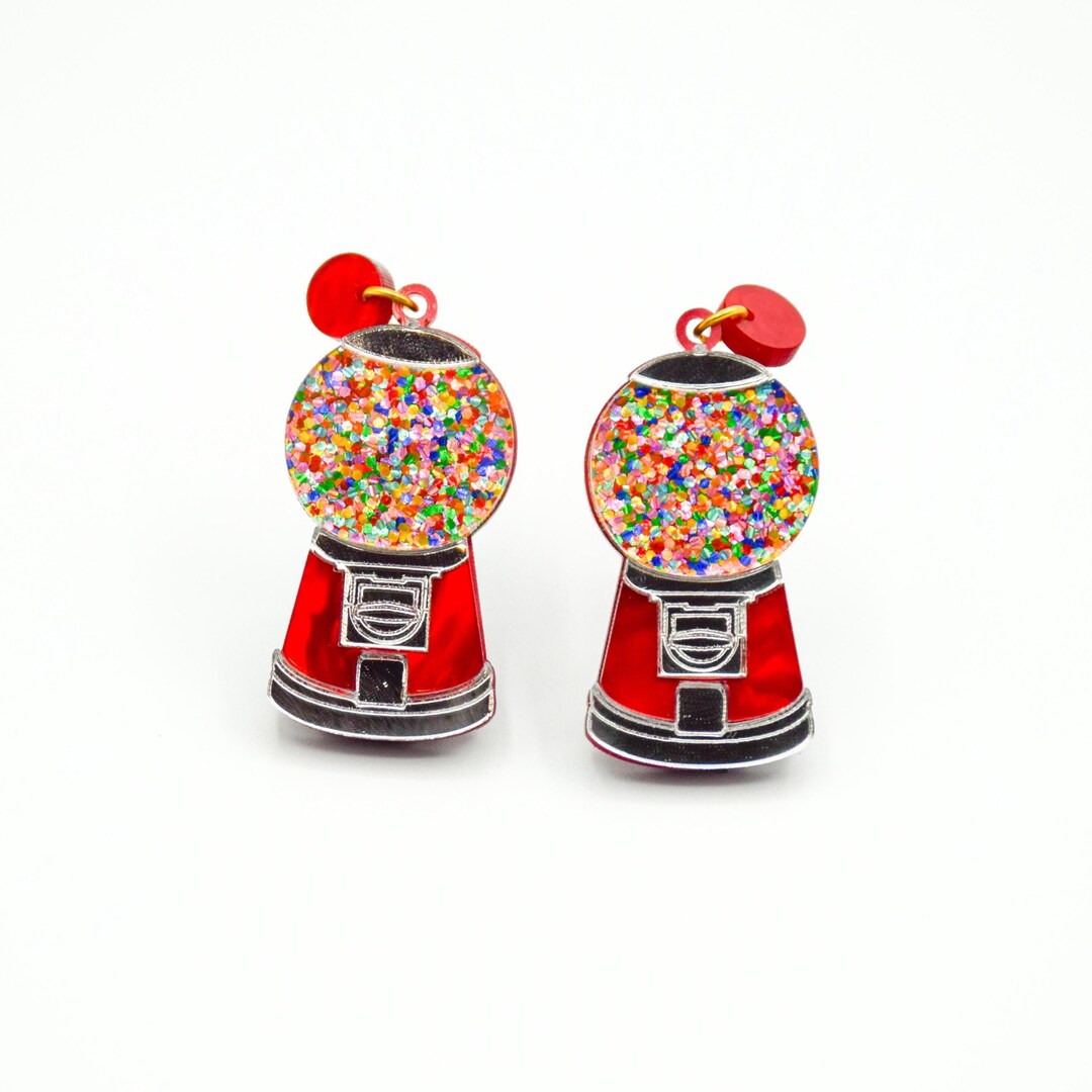 Handmade Glitter Gumball Machine Earrings - Etsy