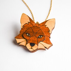 Handmade Red Fox Wood Necklace - Etsy