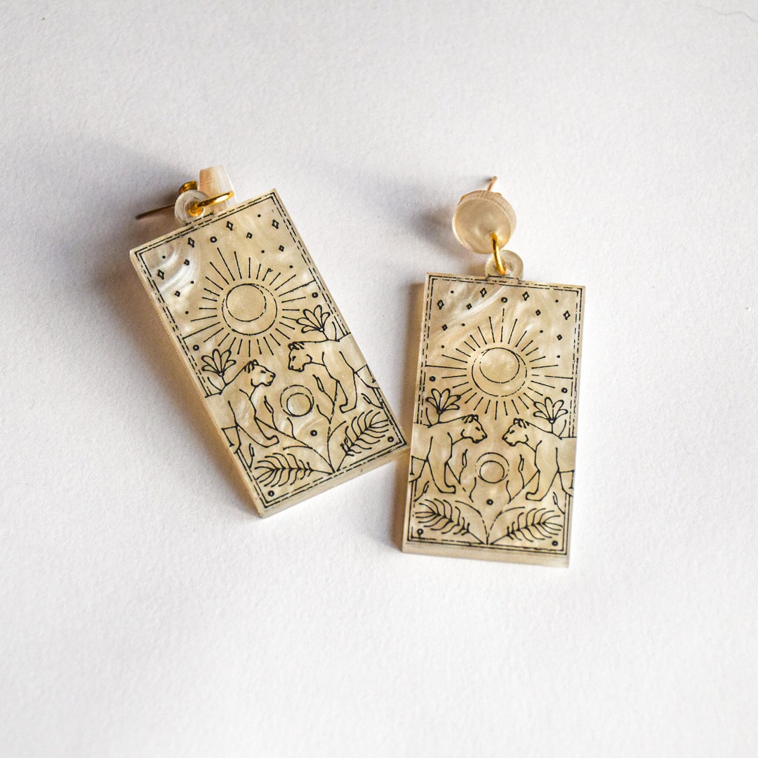 Handmade Vintage Panther Tarot Card Earrings - Etsy