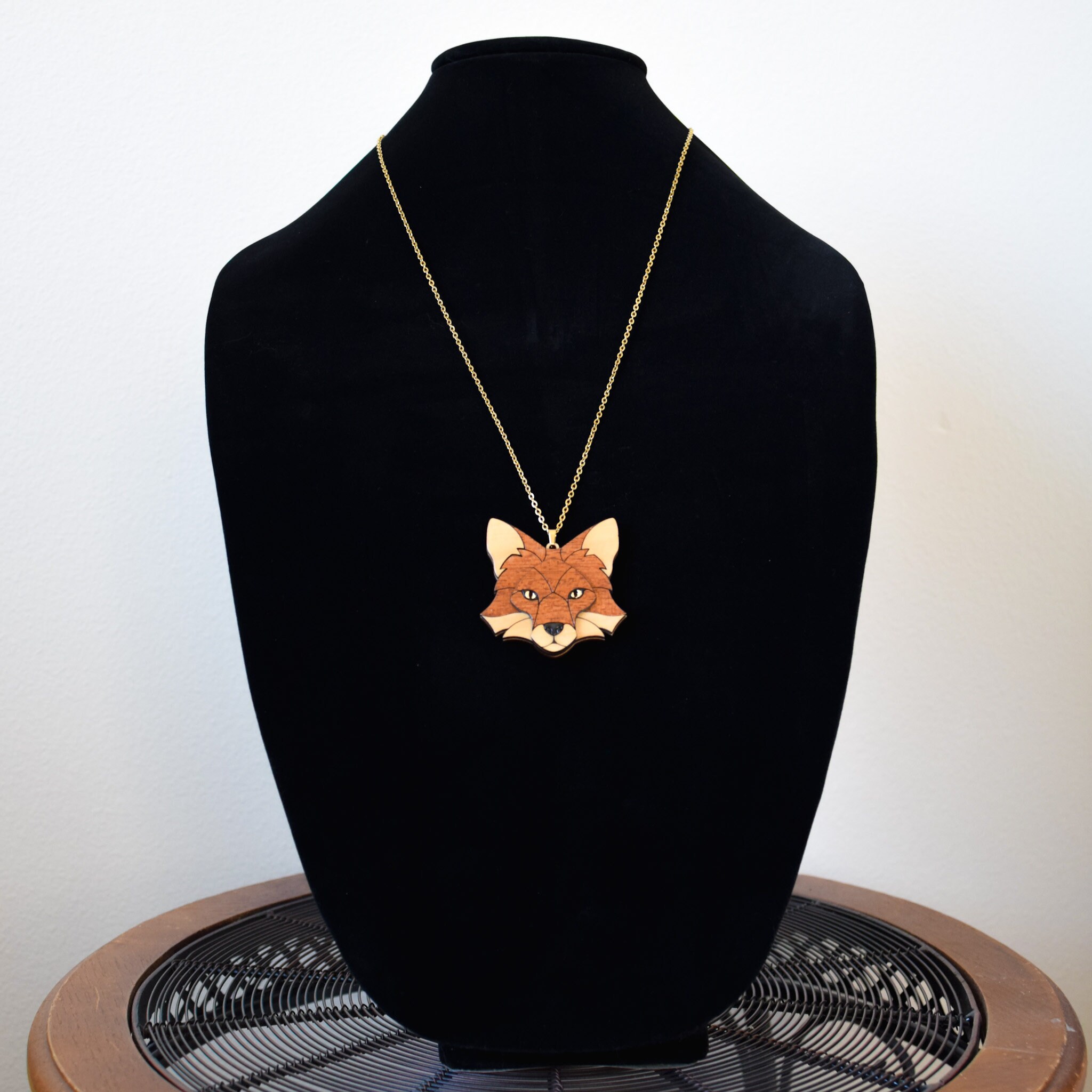 Handmade Red Fox Wood Necklace - Etsy