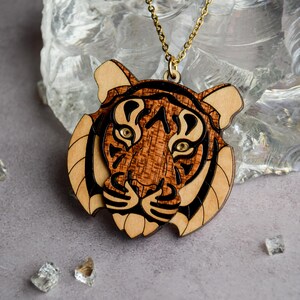 Handmade Wood Tiger Necklace - Etsy