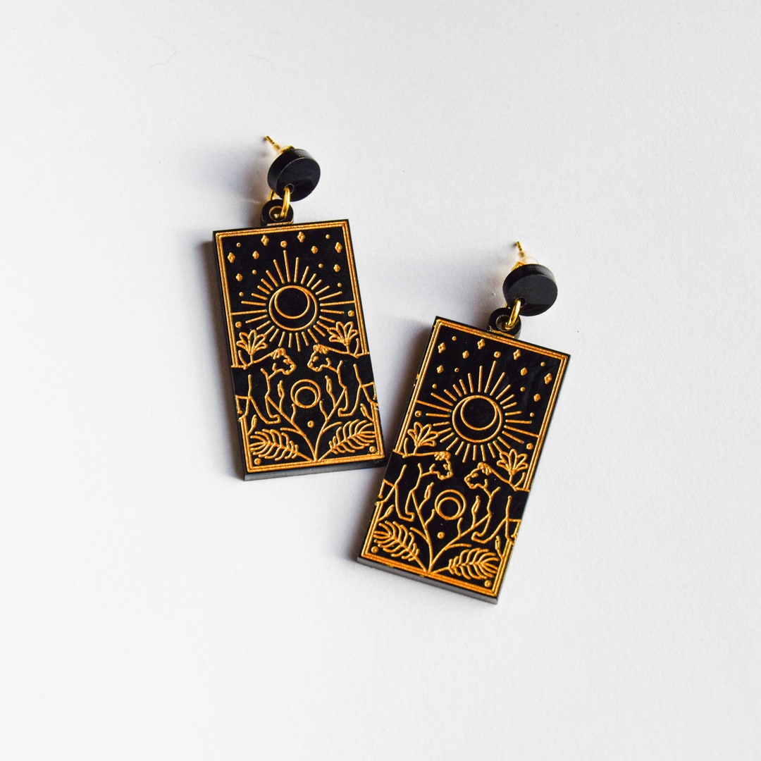 Handmade Vintage Panther Tarot Card Earrings - Etsy